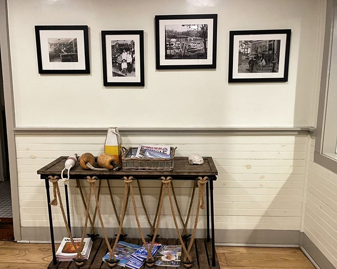 The entryway's maritime touches and black-and-white photos tell stories of Chesapeake traditions before you've even ordered your first drink.