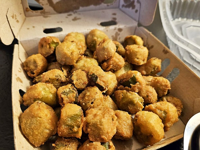 Fried okra nuggets that convert even the most stubborn okra skeptics. Little golden bites of Southern tradition. 