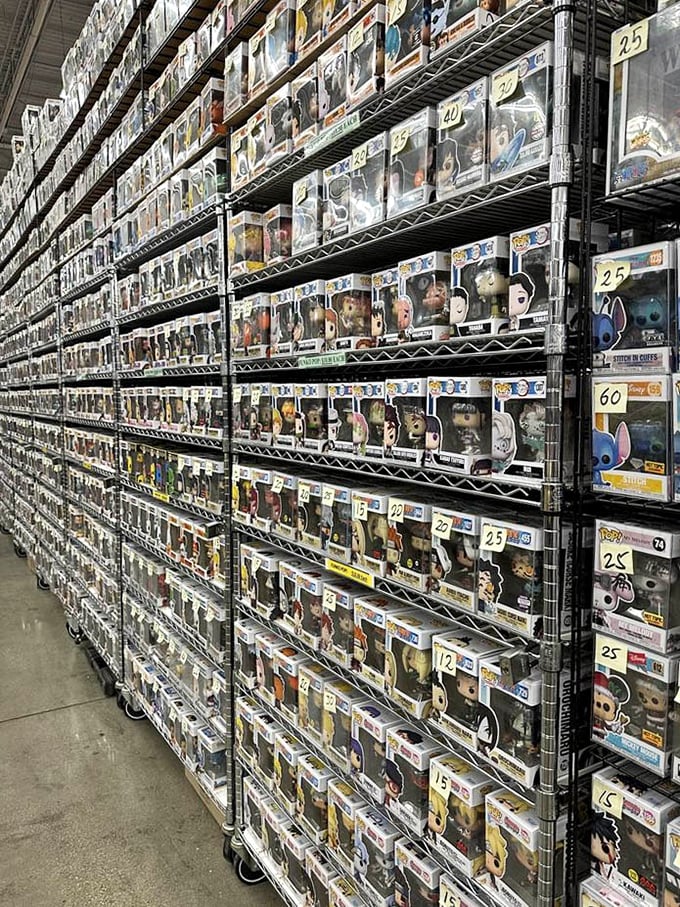 The Great Wall of Funko Pops stretches as far as the eye can see. Each vinyl figure a tiny ambassador from a different pop culture universe.