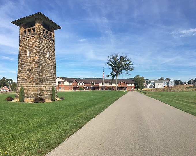 This stone tower stands like a medieval sentinel guarding modern development&mdash;Zelienople's perfect metaphor for balancing history with progress.