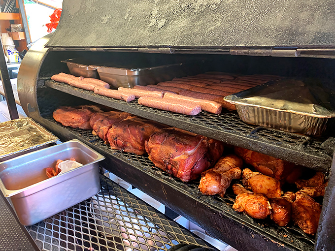 Meat paradise in full display. This smoker doesn't just cook food—it transforms it into something transcendent.