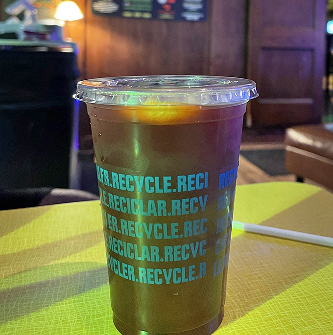 Even the beverages get the artistic treatment here, because every detail matters in this culinary wonderland experience.