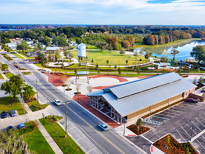The Liberty Park pavilion and water tower create Inverness's postcard-perfect centerpiece, where community events don't require a second mortgage to attend.