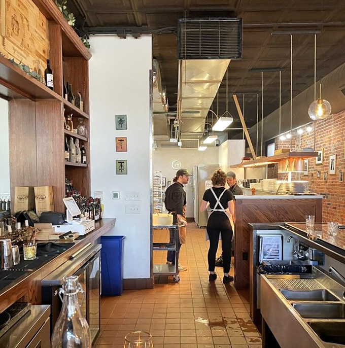 A glimpse into the kitchen sanctuary where pasta dreams become reality. Clean, efficient, and ready for the dinner rush.