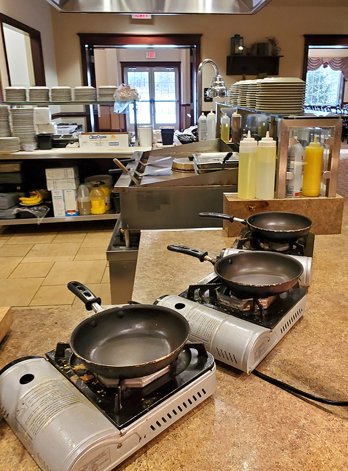 Where the magic happens&mdash;portable burners ready to transform simple ingredients into Pennsylvania Dutch gold.