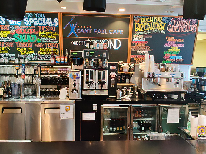 The command center where breakfast dreams come true&mdash;colorful menu boards announce daily specials with the enthusiasm of a morning DJ.