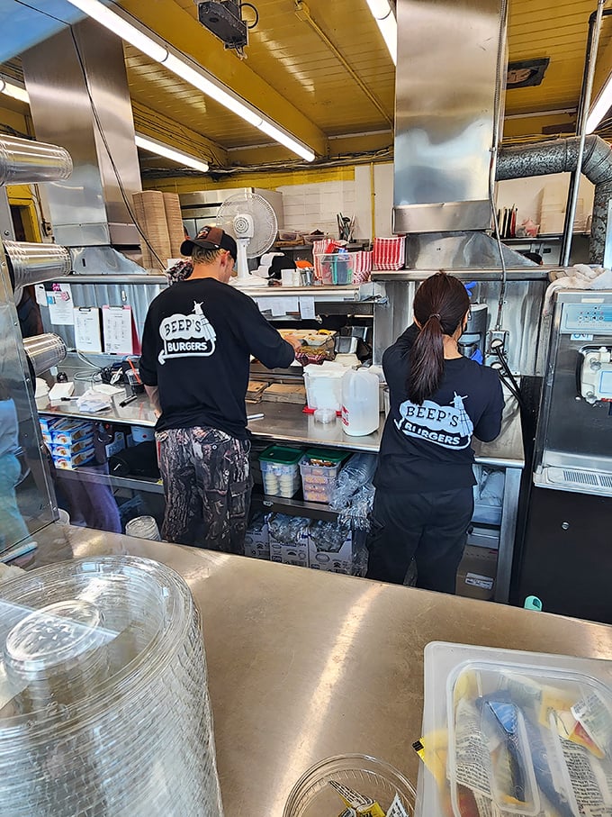 Where the magic happens&mdash;dedicated hands crafting simple food with practiced precision. No celebrity chefs needed, just genuine cooking skill.