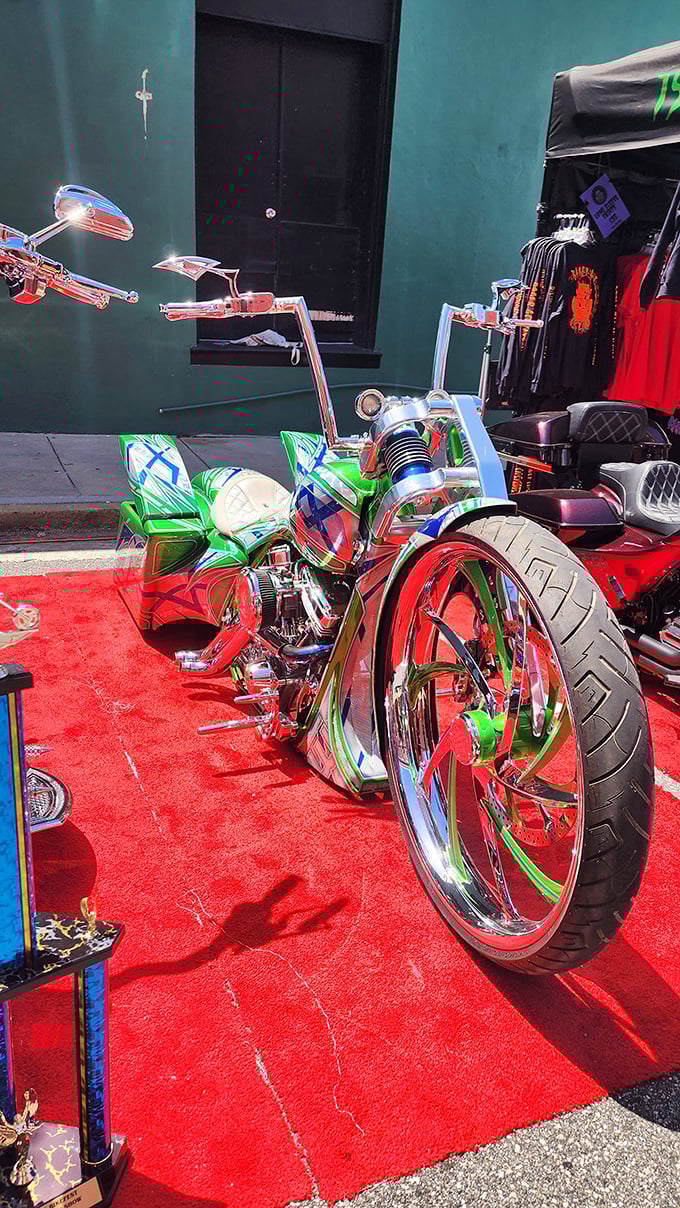 Leesburg Bikefest transforms quiet streets into chrome paradise. The custom motorcycles are shinier than most retirement portfolios.