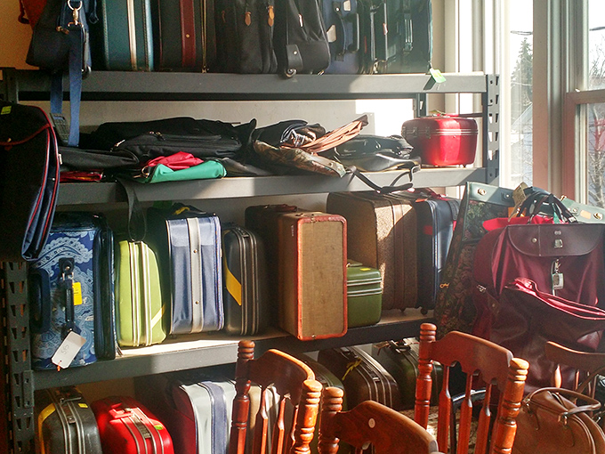 Vintage suitcases and leather bags whisper tales of journeys taken and adventures yet to come.