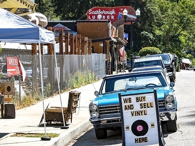 Only in Boulder Creek: vinyl records and lumber in one stop – like if your hipster nephew and lumberjack uncle started a business together.