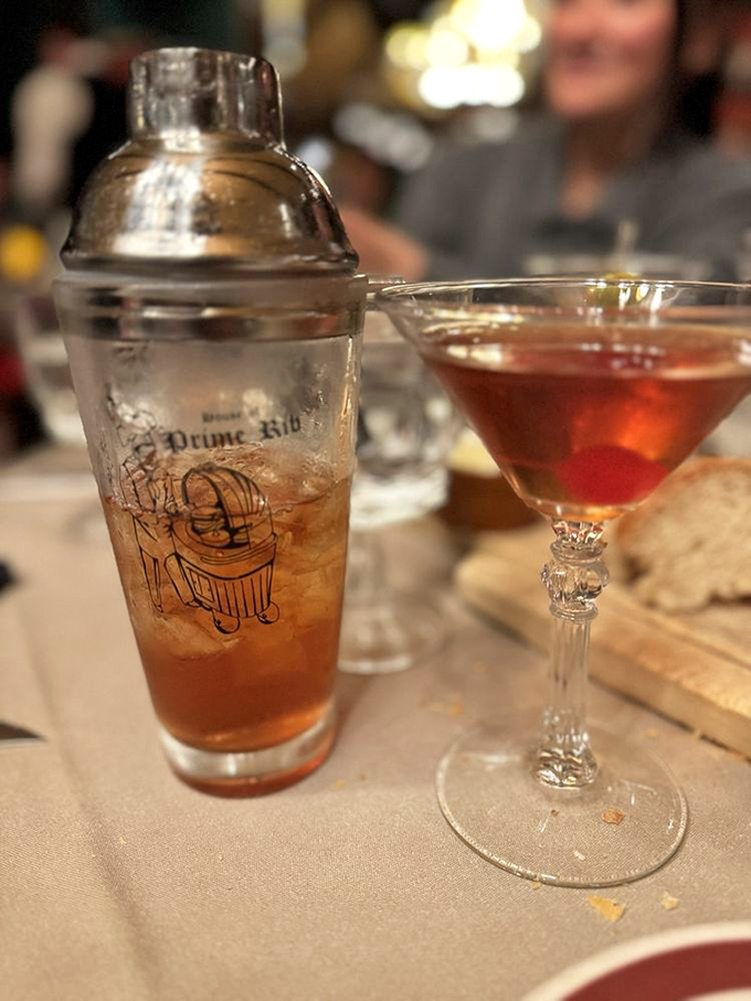 The Manhattan cocktail arrives with the same attention to detail as everything else in this timeless establishment.