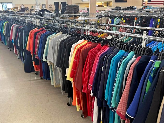 The rainbow of possibilities that makes shopping for basics anything but basic. Every color of the wardrobe spectrum, neatly arranged for maximum browsing efficiency.