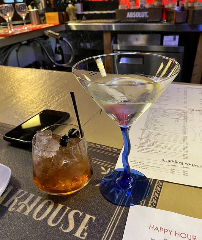 Liquid art in stemware. One clear as a mountain stream, one amber as Ohio sunset&mdash;both promising a delightful prelude to dinner.