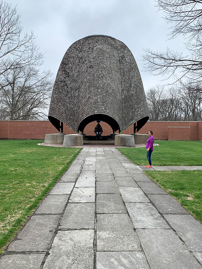 The Roofless Church in nearby New Harmony stands as a modernist marvel, where architecture and spirituality meet under an infinite ceiling.