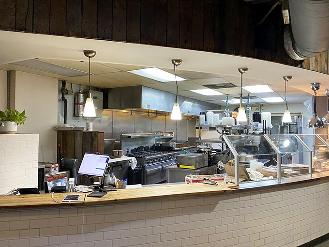 Where the magic happens &ndash; an open kitchen that performs culinary theater with Southern classics as the starring roles.