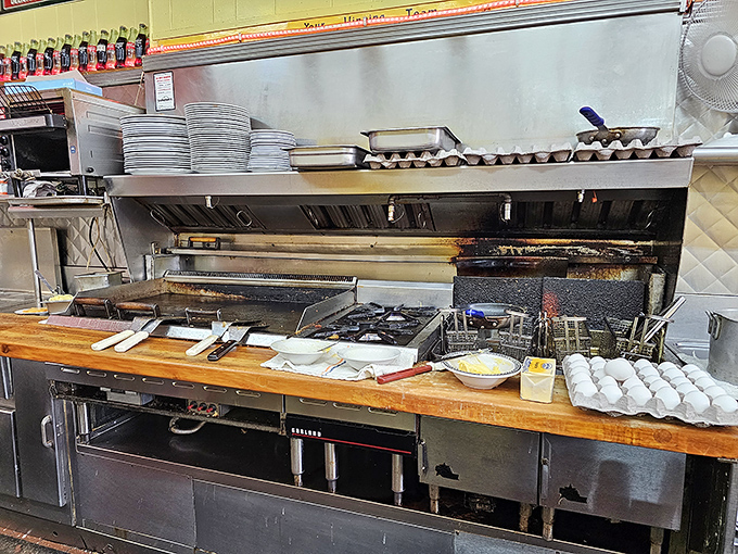 The open kitchen concept lets you witness breakfast artistry in real-time &ndash; no secrets here.