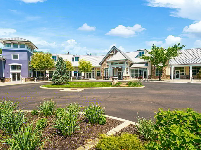 Modern meets welcoming at this community center where the landscaping is as thoughtfully designed as the building itself.