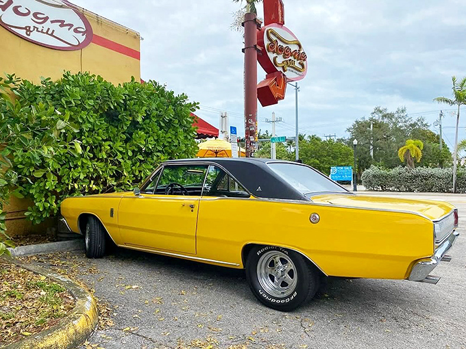 Even that classic yellow ride parked outside seems to know this place serves automotive-level horsepower in food form.