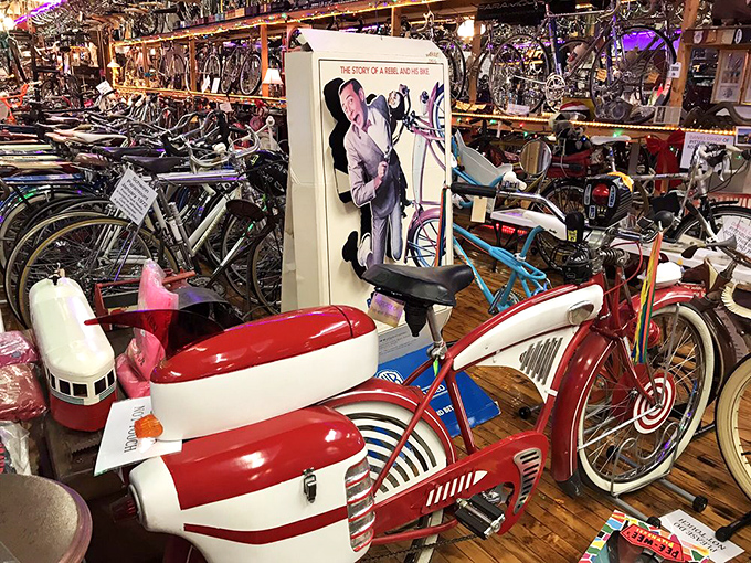 Yes, that's a replica of Pee-wee Herman's famous red bicycle. I kept expecting to hear "I know you are, but what am I?"