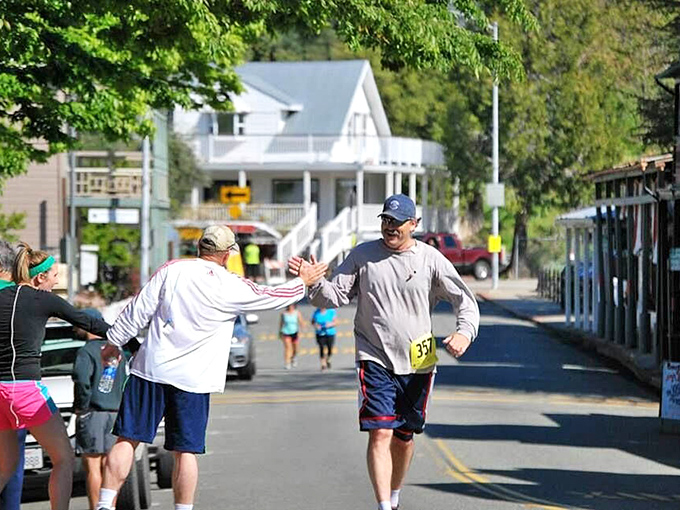 Runners tackle Sutter Creek's hills with the determination of prospectors, though presumably seeking different rewards entirely.