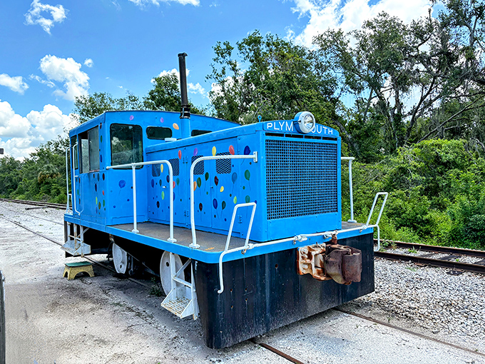 This cheerful blue Plymouth switcher looks like it belongs in a children's book, but it's a genuine piece of American industrial history.