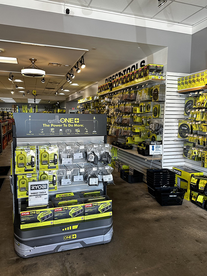 The power tool section: where DIY dreams are born and credit cards tremble. "Honey, I swear this drill will pay for itself!"