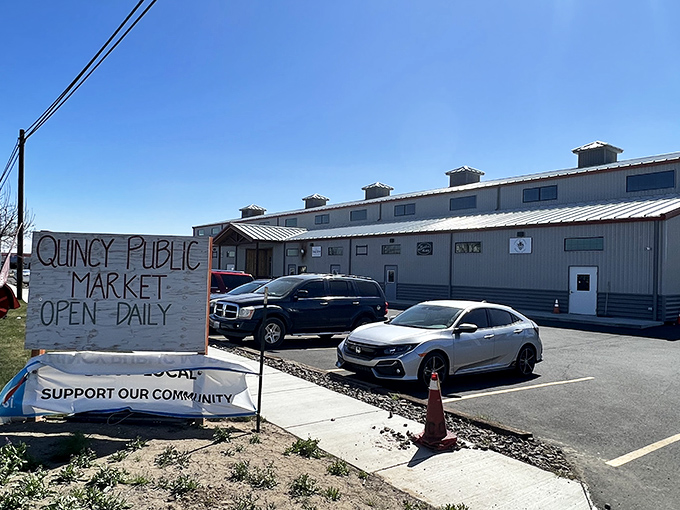 The Quincy Public Market's hand-painted sign says everything about this town&mdash;locally supported, charmingly imperfect, and absolutely essential to community life.