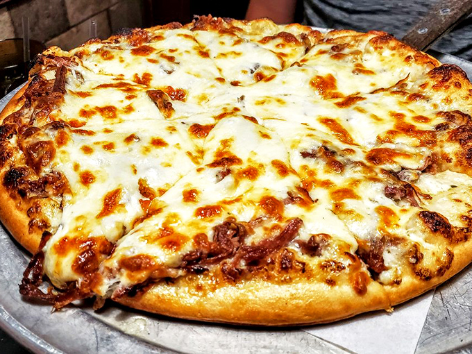 This pizza doesn't just have cheese&mdash;it has a magnificent golden blanket of it, bubbling with promise and melted perfection.