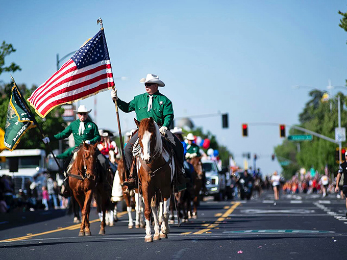 Oakdale's rodeo parade showcases hometown pride with riders who've been perfecting their horsemanship since before they could walk&mdash;no acting required.
