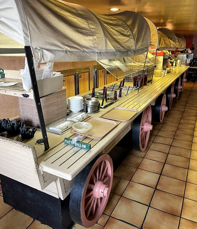 This isn't your typical salad station &ndash; it's a pioneer-themed produce paradise that actually makes vegetables exciting.