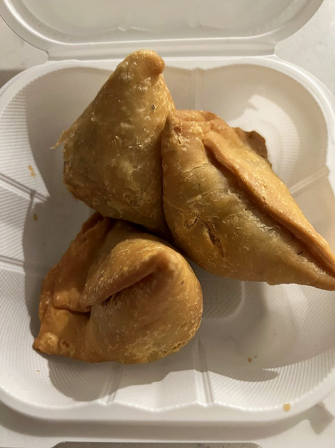 These samosas aren't just appetizers; they're triangular treasure chests filled with spiced potatoes that would make any Michelin chef jealous.