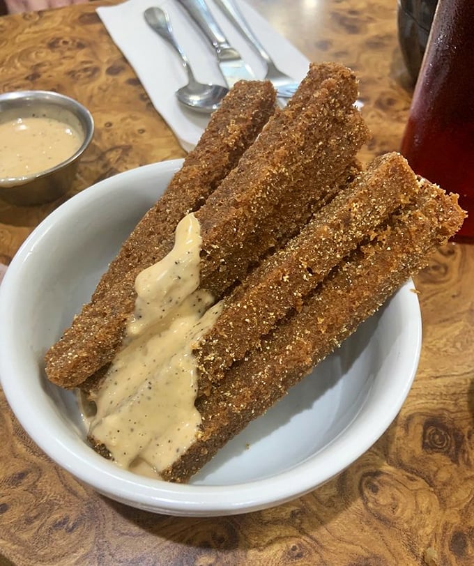 Scrapple sticks: Pennsylvania's answer to French fries, with a side of creamy dipping sauce that makes converts of skeptics.