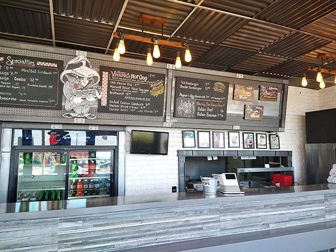 The counter where dreams come true, or at least where Italian beef sandwiches are assembled with practiced precision.