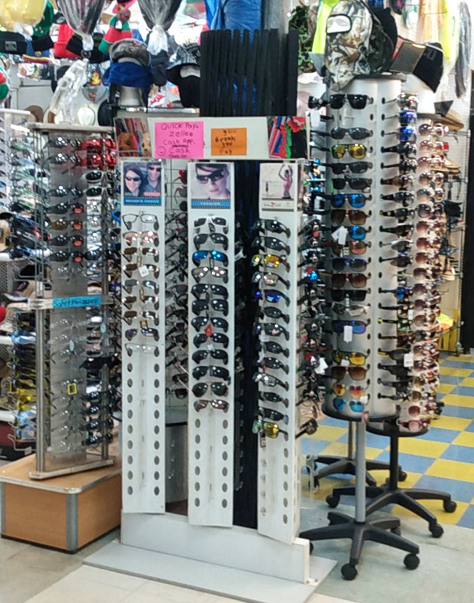 Sunglasses as far as the eye can see&mdash;which, ironically, you might need help seeing without the right pair. Fashion and function collide in this spinning display of possibilities.