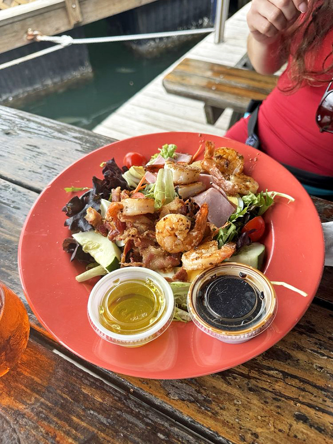 A proper Florida seafood salad should taste like it was swimming this morning. The dock-to-dish journey here is measured in yards, not miles.