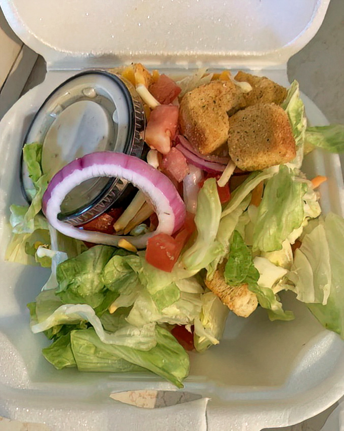 Even the side salad gets royal treatment with fresh ingredients that actually taste like vegetables.