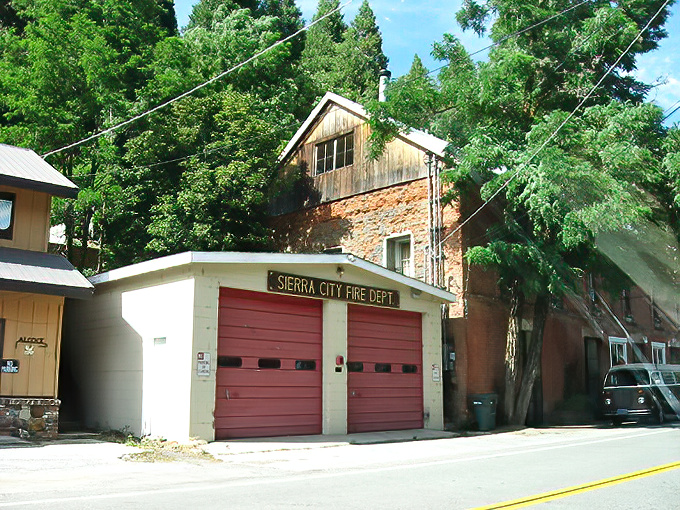 The Sierra City Fire Department stands ready in its modest quarters – protecting a town where everyone knows not just your name, but your dog's name too.