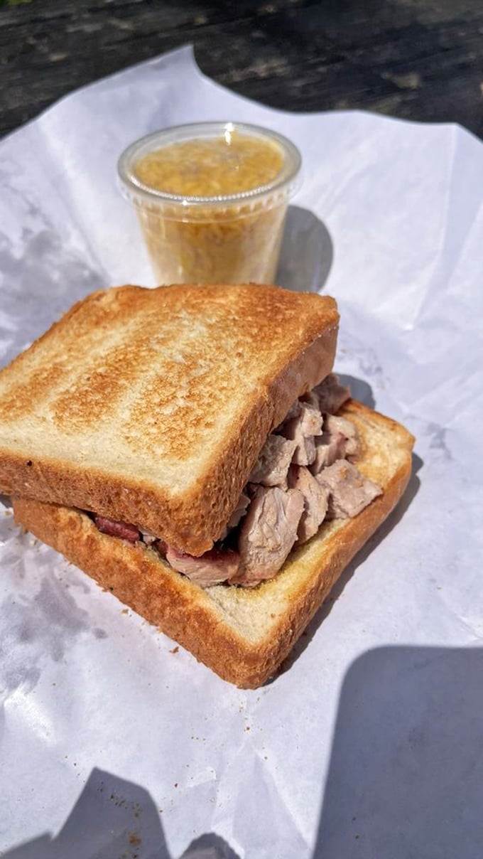 A sandwich that requires both hands and several napkins is always a good sign. This brisket creation demands your full attention.