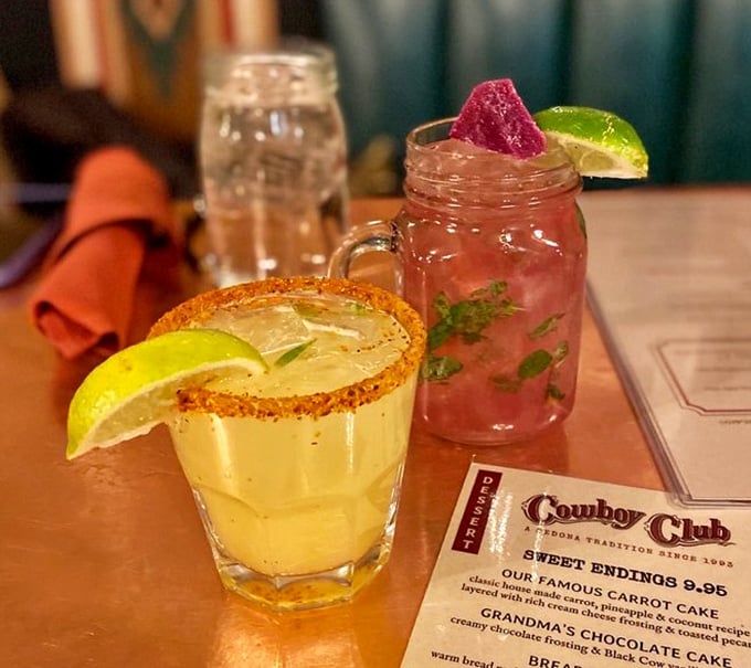 Cocktails that capture Sedona's spirit&mdash;a classic margarita with chili salt and a prickly pear mojito that's the color of a desert sunset.