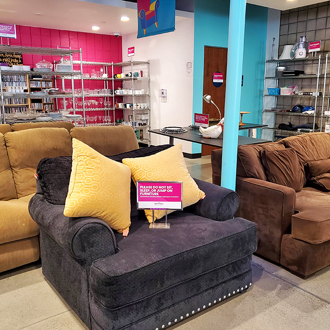 Sink-in-and-stay-awhile comfort meets practical pricing in a furniture section that feels like your stylish friend's living room.