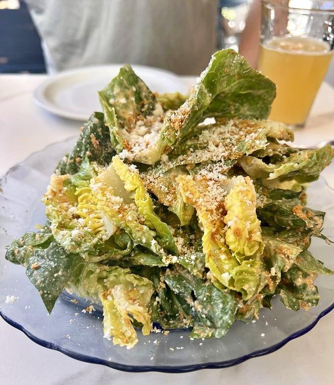 This Caesar salad has attitude&mdash;crisp little gems wearing a spicy Calabrian chili dressing with pecorino and breadcrumbs adding textural exclamation points.