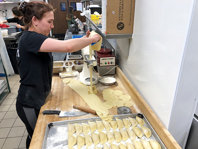 Fresh pasta being made by hand&mdash;because in the battle between convenience and flavor, Jo Jo Carloni's has picked a clear winner.