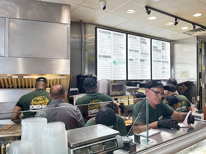 The kitchen crew works with the precision of a Swiss watch. These sandwich architects construct edible masterpieces with the focus of neurosurgeons and speed of NASCAR pit crews.