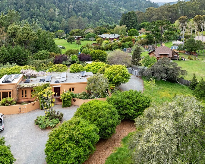 Lush gardens surround homes in this verdant paradise. In Bolinas, your property value is measured in shades of green.