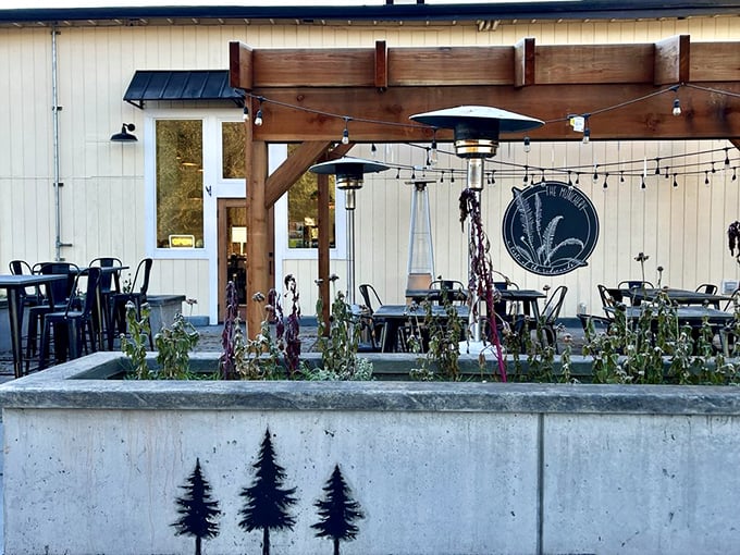 The Munchery's outdoor patio invites lingering conversations under string lights, where coffee and community blend into perfect harmony.