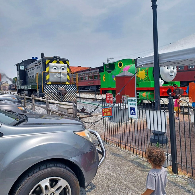 A colorful lineup of storybook engines that bring childhood imagination roaring to life &ndash; even adults can't help but smile at this sight.