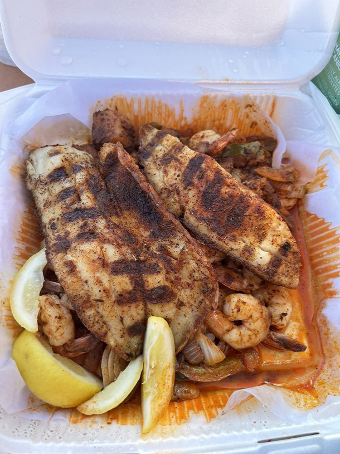Grilled tilapia and shrimp with lemon&mdash;proof that sometimes the simplest preparations yield the most spectacular results.