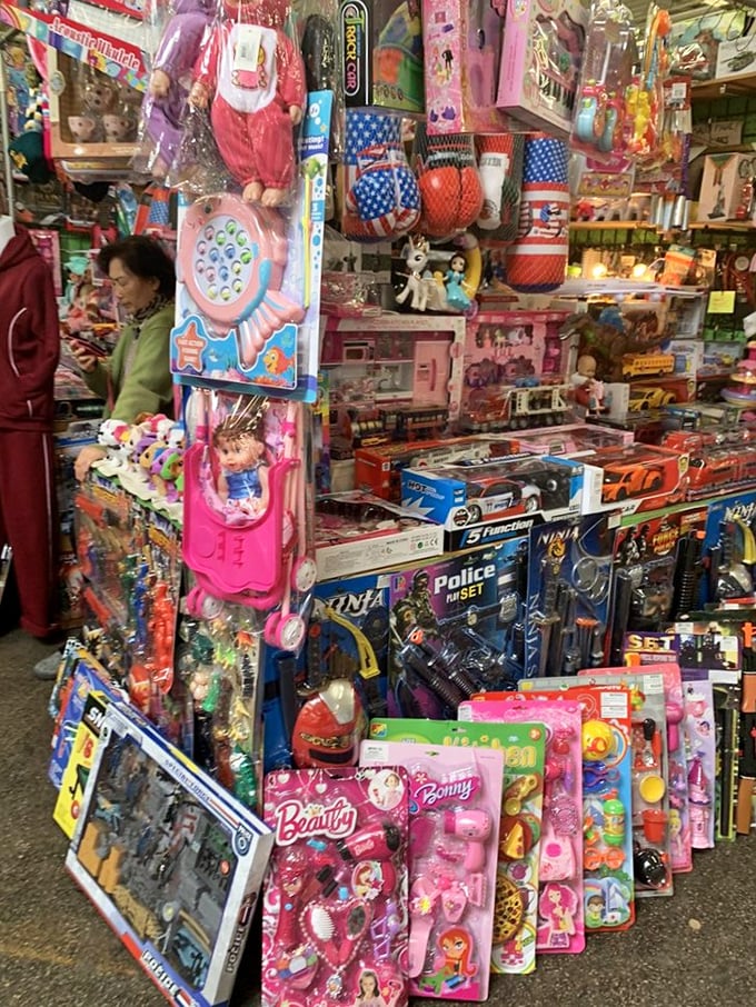 Childhood nostalgia overload! This toy vendor's packed display would make any kid's eyes widen&mdash;and parents' wallets nervously retreat into their pockets.
