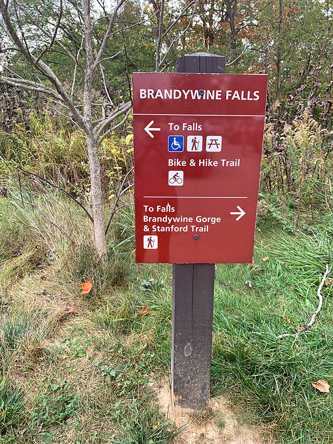 Choose your own adventure! This helpful signage ensures you'll find the falls without needing to leave a trail of breadcrumbs.