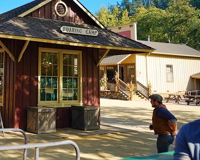 The rustic wooden buildings of Roaring Camp create an authentic backdrop for your personal Western, minus the gunfights and dysentery.